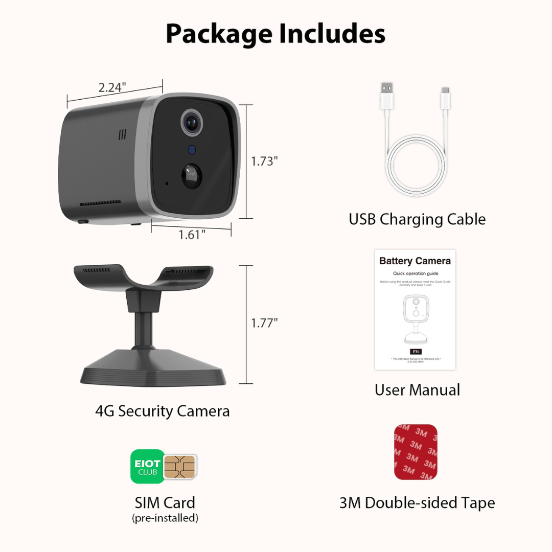 4G Mini Security Camera with Data SIM Card- No WiFi Needed – EIOTMART